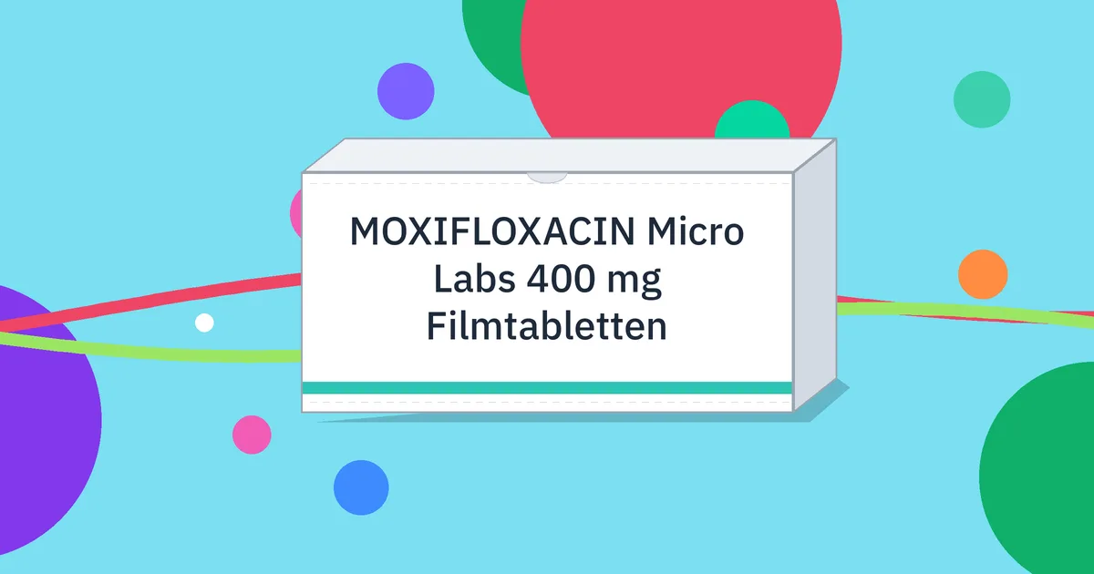 Symbolbild: Packung mit der Aufschrift MOXIFLOXACIN Micro Labs 400 mg Filmtabletten (PZN 14217476) – Verfügbarkeit und Bezug in Apotheken in Frankfurt am Main