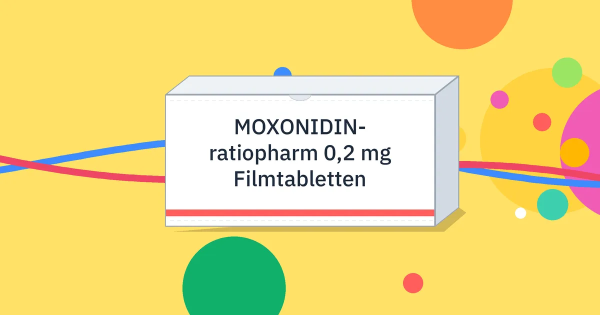 Symbolbild: Packung mit der Aufschrift MOXONIDIN-ratiopharm 0,2 mg Filmtabletten (PZN 01697776) – Verfügbarkeit und Bezug in Apotheken in Frankfurt am Main