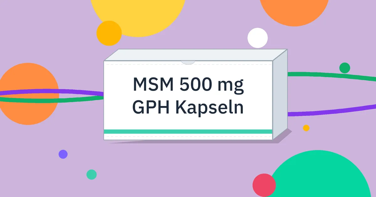 Symbolbild: Packung mit der Aufschrift MSM 500 mg GPH Kapseln (PZN 00129337) – Verfügbarkeit und Bezug in Apotheken in Frankfurt am Main