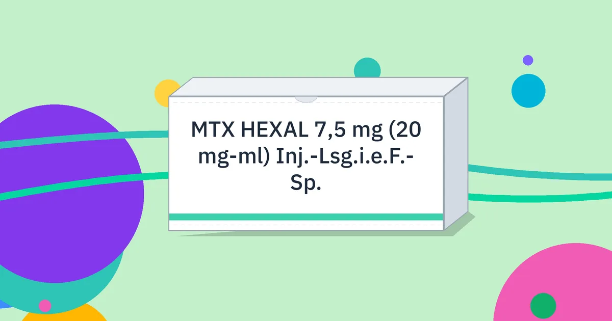 Symbolbild: Packung mit der Aufschrift MTX HEXAL 7,5 mg (20 mg-ml) Inj.-Lsg.i.e.F.-Sp. (PZN 08410795) – Verfügbarkeit und Bezug in Apotheken in Frankfurt am Main