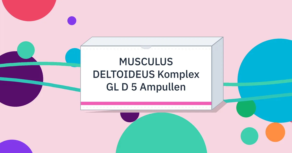 Symbolbild: Packung mit der Aufschrift MUSCULUS DELTOIDEUS Komplex GL D 5 Ampullen (PZN 02937053) – Verfügbarkeit und Bezug in Apotheken in Frankfurt am Main