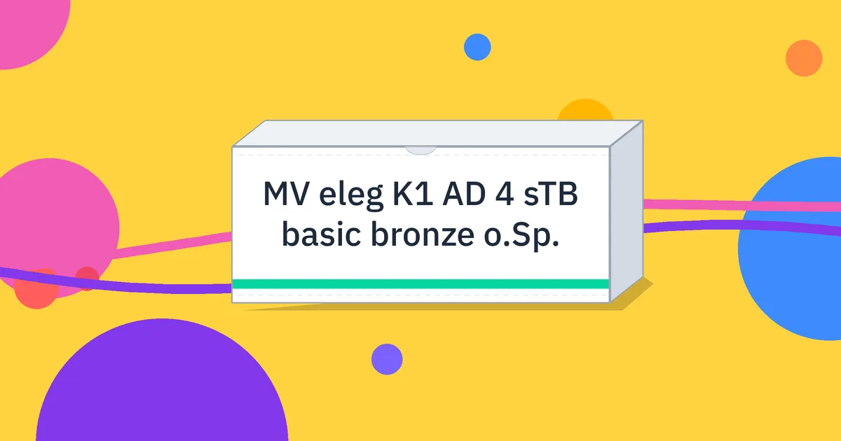Symbolbild: Packung mit der Aufschrift MV eleg K1 AD 4 sTB basic bronze o.Sp. (PZN 14705170) – Verfügbarkeit und Bezug in Apotheken in Frankfurt am Main
