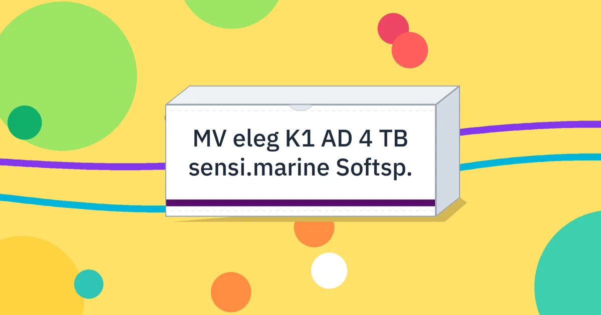 Symbolbild: Packung mit der Aufschrift MV eleg K1 AD 4 TB sensi.marine Softsp. (PZN 14582276) – Verfügbarkeit und Bezug in Apotheken in Frankfurt am Main