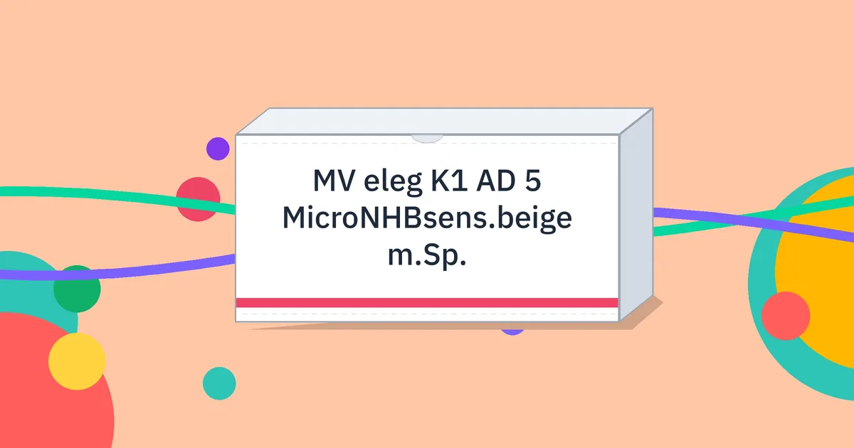 Symbolbild: Packung mit der Aufschrift MV eleg K1 AD 5 MicroNHBsens.beige m.Sp. (PZN 15669973) – Verfügbarkeit und Bezug in Apotheken in Frankfurt am Main