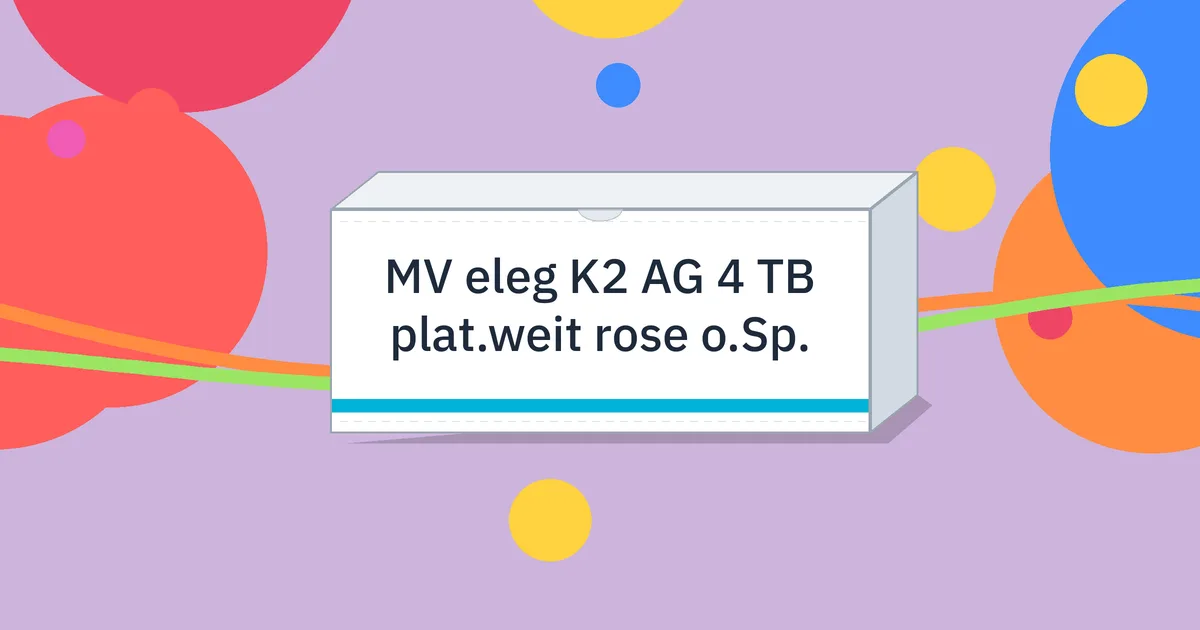 Symbolbild: Packung mit der Aufschrift MV eleg K2 AG 4 TB plat.weit rose o.Sp. (PZN 14698895) – Verfügbarkeit und Bezug in Apotheken in Frankfurt am Main