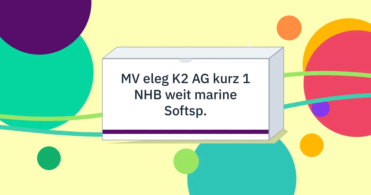 Symbolbild: Packung mit der Aufschrift MV eleg K2 AG kurz 1 NHB weit marine Softsp. (PZN 15715495) – Verfügbarkeit und Bezug in Apotheken in Frankfurt am Main