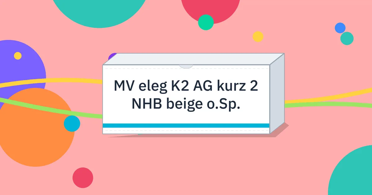 Symbolbild: Packung mit der Aufschrift MV eleg K2 AG kurz 2 NHB beige o.Sp. (PZN 15716678) – Verfügbarkeit und Bezug in Apotheken in Frankfurt am Main