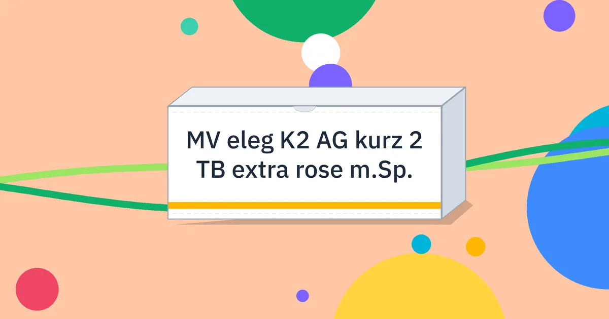 Symbolbild: Packung mit der Aufschrift MV eleg K2 AG kurz 2 TB extra rose m.Sp. (PZN 14696910) – Verfügbarkeit und Bezug in Apotheken in Frankfurt am Main