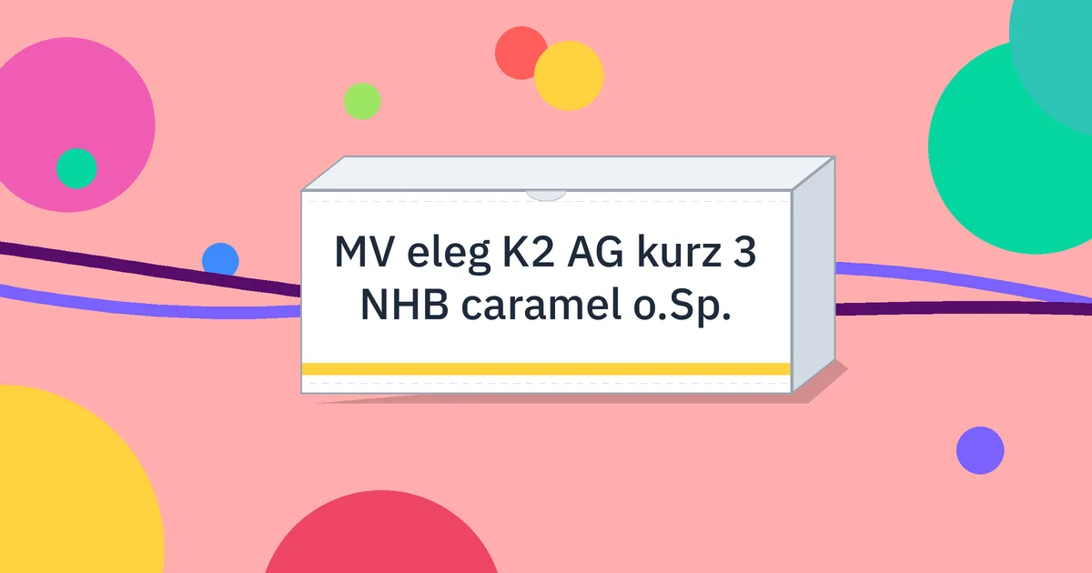 Symbolbild: Packung mit der Aufschrift MV eleg K2 AG kurz 3 NHB caramel o.Sp. (PZN 15716879) – Verfügbarkeit und Bezug in Apotheken in Frankfurt am Main