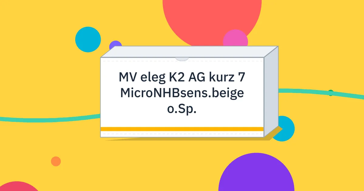Symbolbild: Packung mit der Aufschrift MV eleg K2 AG kurz 7 MicroNHBsens.beige o.Sp. (PZN 15710233) – Verfügbarkeit und Bezug in Apotheken in Frankfurt am Main