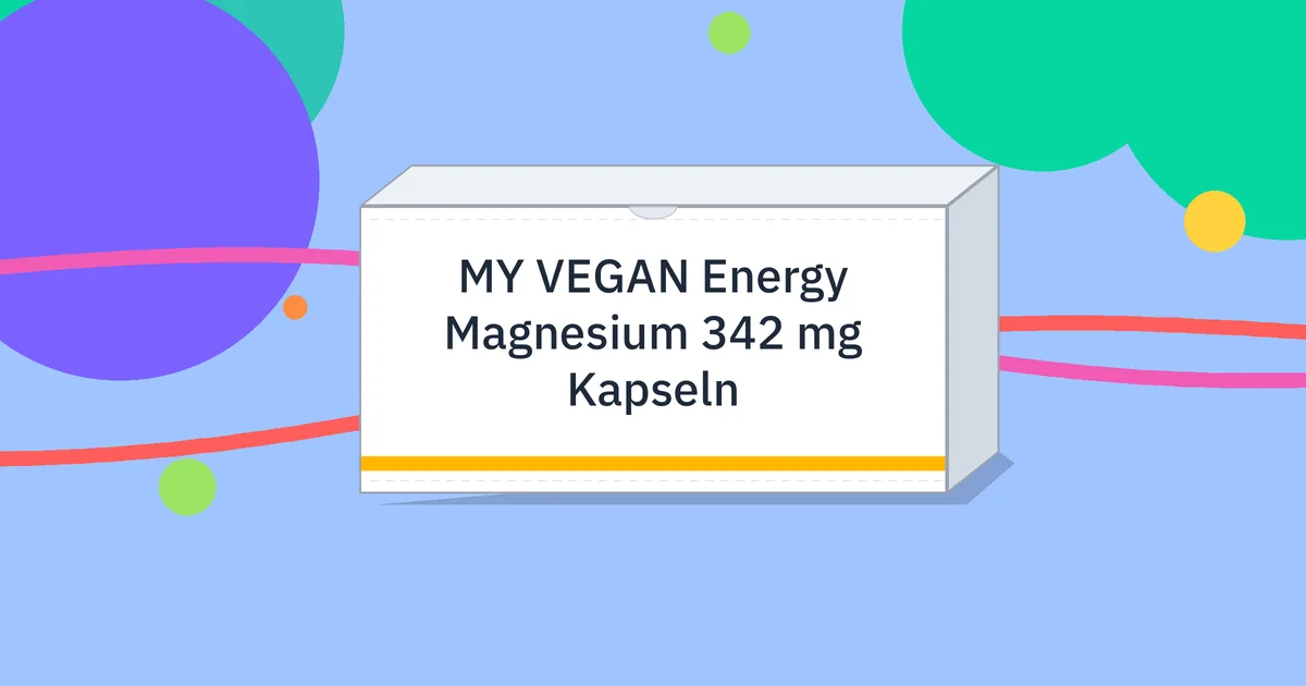 Symbolbild: Packung mit der Aufschrift MY VEGAN Energy Magnesium 342 mg Kapseln (PZN 12909431) – Verfügbarkeit und Bezug in Apotheken in Frankfurt am Main
