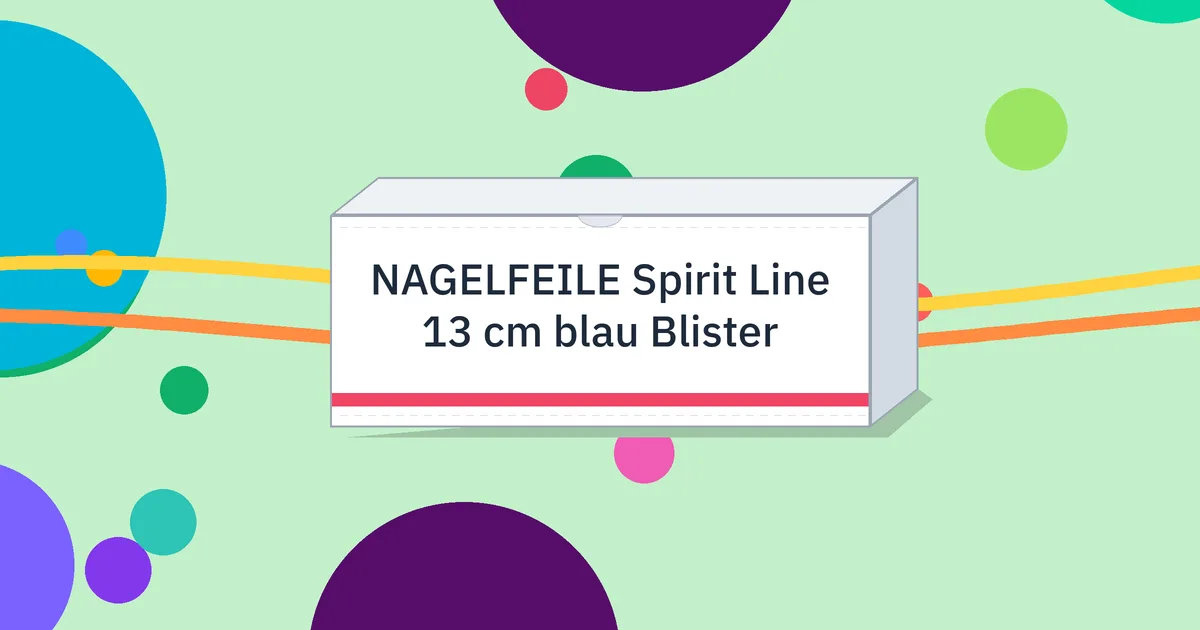 Symbolbild: Packung mit der Aufschrift NAGELFEILE Spirit Line 13 cm blau Blister (PZN 01579893) – Verfügbarkeit und Bezug in Apotheken in Frankfurt am Main