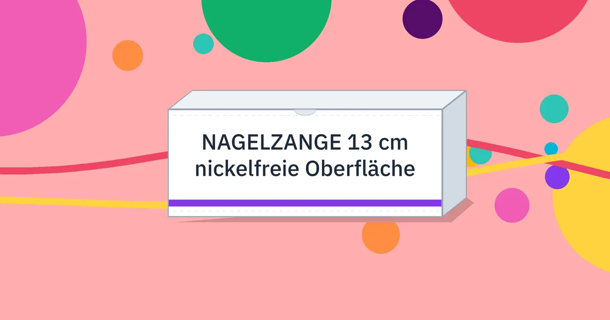 Symbolbild: Packung mit der Aufschrift NAGELZANGE 13 cm nickelfreie Oberfläche (PZN 16792799) – Verfügbarkeit und Bezug in Apotheken in Frankfurt am Main