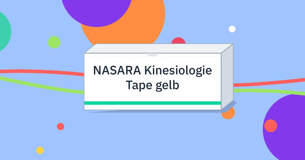 Symbolbild: Packung mit der Aufschrift NASARA Kinesiologie Tape gelb (PZN 03427058) – Verfügbarkeit und Bezug in Apotheken in Frankfurt am Main