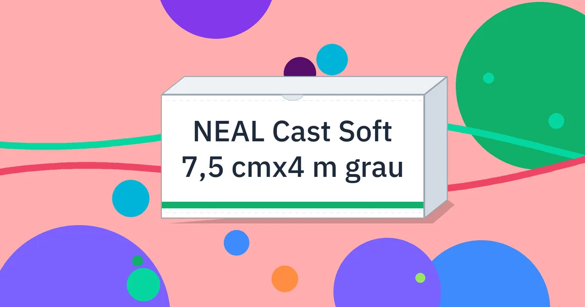 Symbolbild: Packung mit der Aufschrift NEAL Cast Soft 7,5 cmx4 m grau (PZN 18796703) – Verfügbarkeit und Bezug in Apotheken in Frankfurt am Main