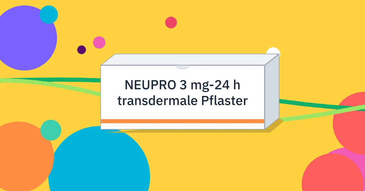 Symbolbild: Packung mit der Aufschrift NEUPRO 3 mg-24 h transdermale Pflaster (PZN 09338077) – Verfügbarkeit und Bezug in Apotheken in Frankfurt am Main