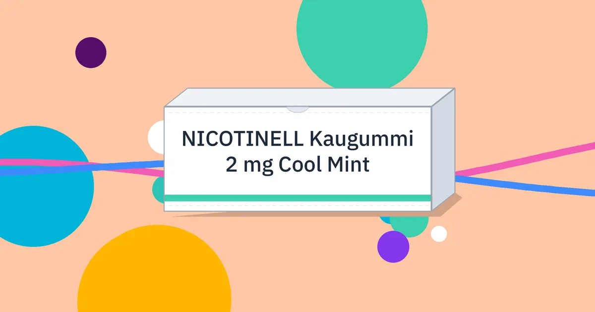 Symbolbild: Packung mit der Aufschrift NICOTINELL Kaugummi 2 mg Cool Mint (PZN 20204420) – Verfügbarkeit und Bezug in Apotheken in Frankfurt am Main