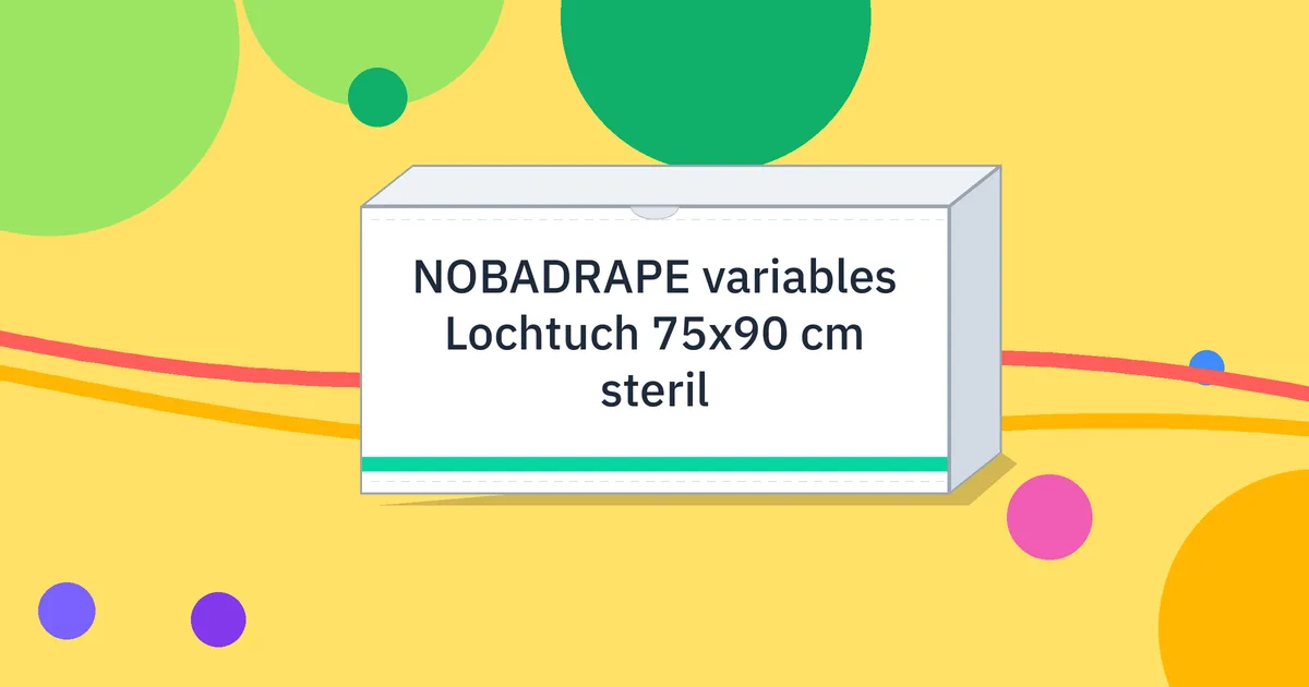 Symbolbild: Packung mit der Aufschrift NOBADRAPE variables Lochtuch 75x90 cm steril (PZN 02647467) – Verfügbarkeit und Bezug in Apotheken in Frankfurt am Main