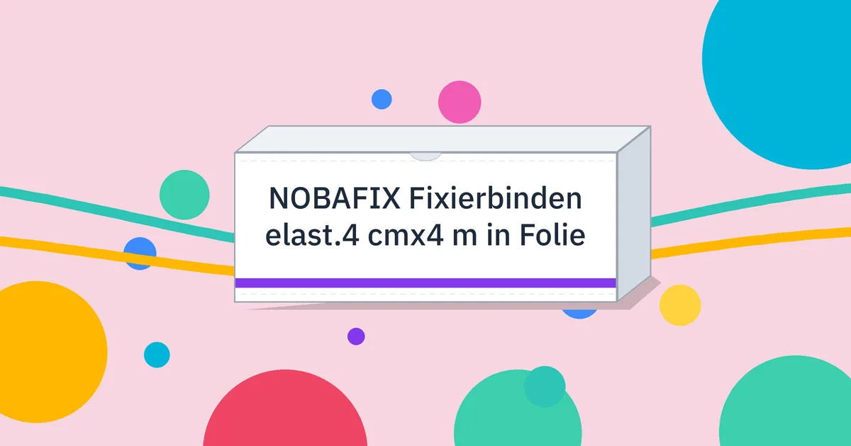 Symbolbild: Packung mit der Aufschrift NOBAFIX Fixierbinden elast.4 cmx4 m in Folie (PZN 07094731) – Verfügbarkeit und Bezug in Apotheken in Frankfurt am Main