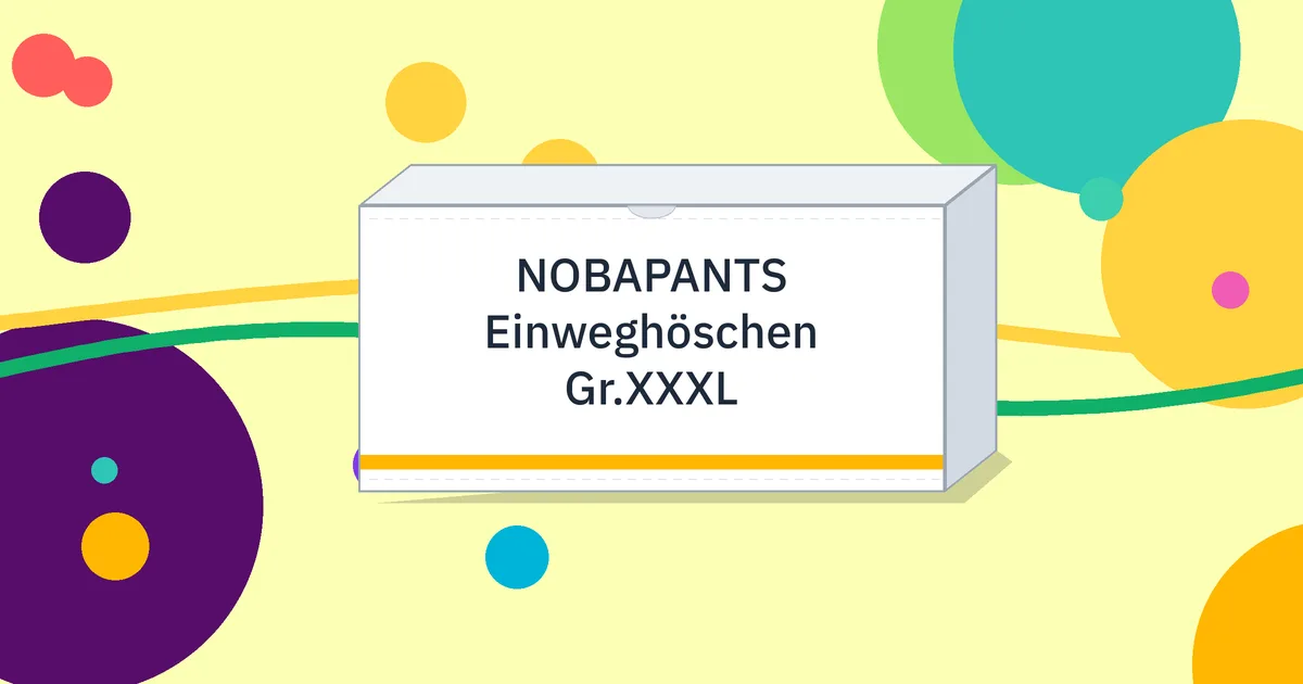 Symbolbild: Packung mit der Aufschrift NOBAPANTS Einweghöschen Gr.XXXL (PZN 16259349) – Verfügbarkeit und Bezug in Apotheken in Frankfurt am Main