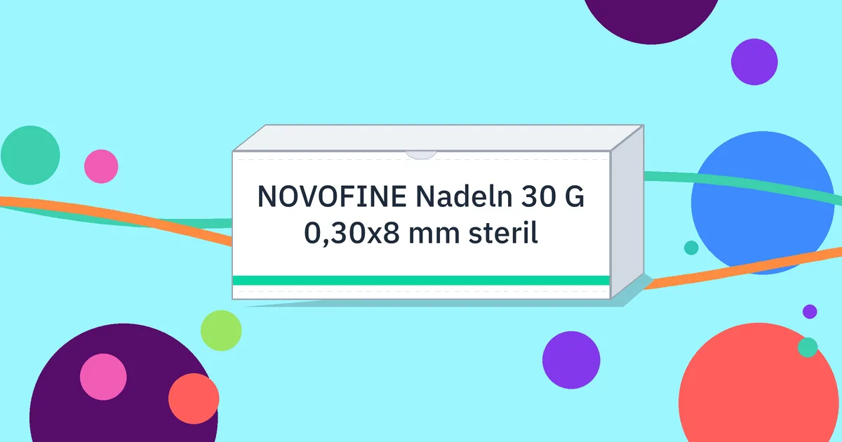 Symbolbild: Packung mit der Aufschrift NOVOFINE Nadeln 30 G 0,30x8 mm steril (PZN 10396192) – Verfügbarkeit und Bezug in Apotheken in Frankfurt am Main