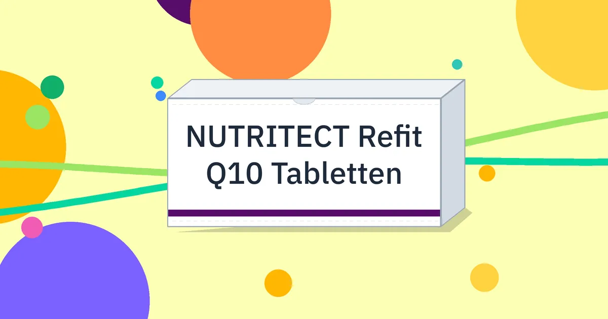 Symbolbild: Packung mit der Aufschrift NUTRITECT Refit Q10 Tabletten (PZN 02682742) – Verfügbarkeit und Bezug in Apotheken in Frankfurt am Main
