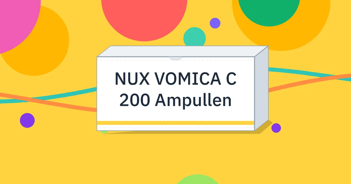 Symbolbild: Packung mit der Aufschrift NUX VOMICA C 200 Ampullen (PZN 11707412) – Verfügbarkeit und Bezug in Apotheken in Frankfurt am Main