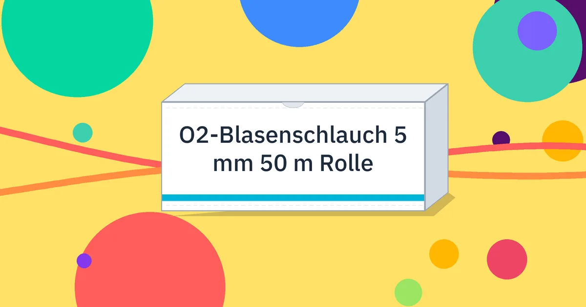 Symbolbild: Packung mit der Aufschrift O2-Blasenschlauch 5 mm 50 m Rolle (PZN 17432873) – Verfügbarkeit und Bezug in Apotheken in Frankfurt am Main