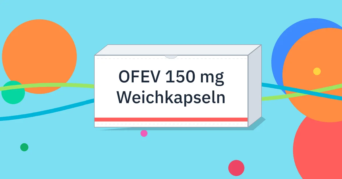 Symbolbild: Packung mit der Aufschrift OFEV 150 mg Weichkapseln (PZN 14241782) – Verfügbarkeit und Bezug in Apotheken in Frankfurt am Main