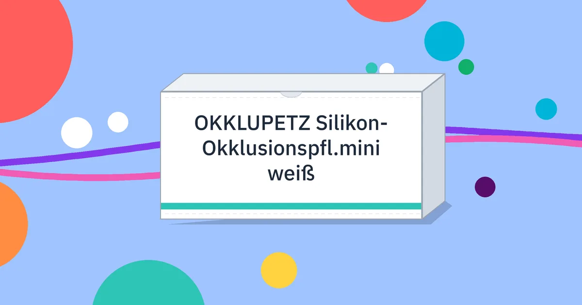 Symbolbild: Packung mit der Aufschrift OKKLUPETZ Silikon-Okklusionspfl.mini weiß (PZN 19769944) – Verfügbarkeit und Bezug in Apotheken in Frankfurt am Main