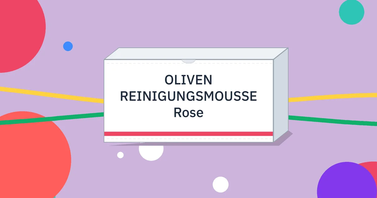 Symbolbild: Packung mit der Aufschrift OLIVEN REINIGUNGSMOUSSE Rose (PZN 19492709) – Verfügbarkeit und Bezug in Apotheken in Frankfurt am Main