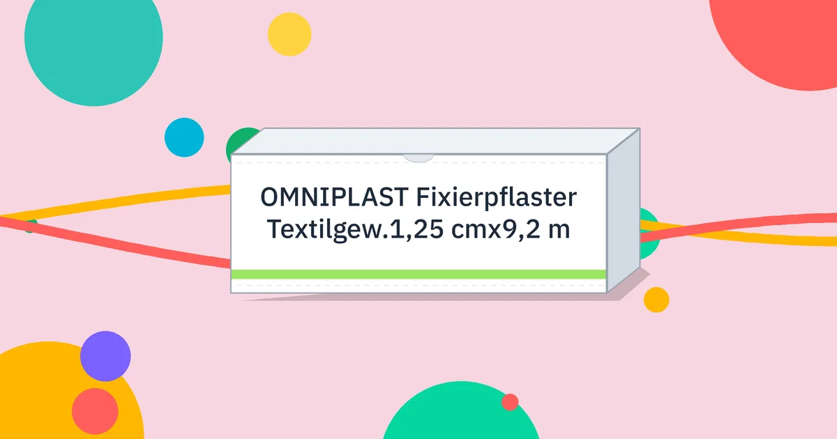 Symbolbild: Packung mit der Aufschrift OMNIPLAST Fixierpflaster Textilgew.1,25 cmx9,2 m (PZN 14443178) – Verfügbarkeit und Bezug in Apotheken in Frankfurt am Main