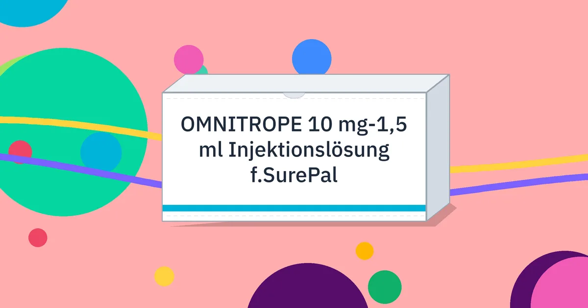Symbolbild: Packung mit der Aufschrift OMNITROPE 10 mg-1,5 ml Injektionslösung f.SurePal (PZN 19711465) – Verfügbarkeit und Bezug in Apotheken in Frankfurt am Main
