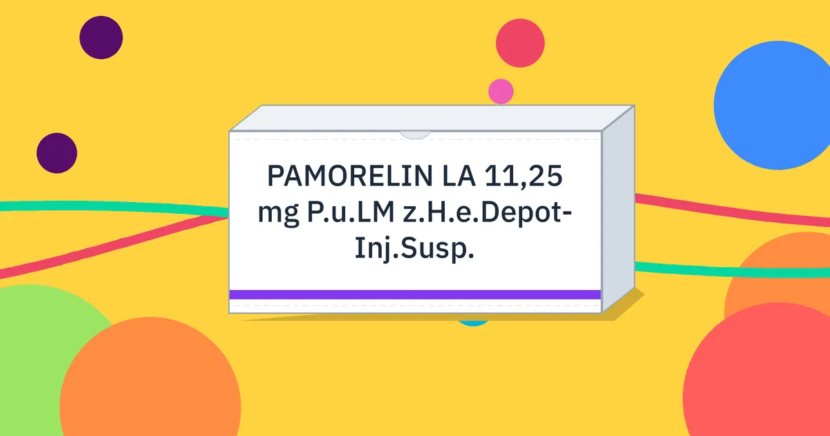 Symbolbild: Packung mit der Aufschrift PAMORELIN LA 11,25 mg P.u.LM z.H.e.Depot-Inj.Susp. (PZN 12645469) – Verfügbarkeit und Bezug in Apotheken in Frankfurt am Main
