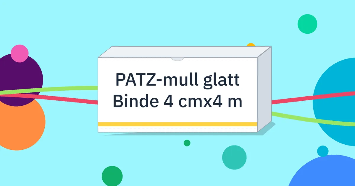 Symbolbild: Packung mit der Aufschrift PATZ-mull glatt Binde 4 cmx4 m (PZN 06814867) – Verfügbarkeit und Bezug in Apotheken in Frankfurt am Main