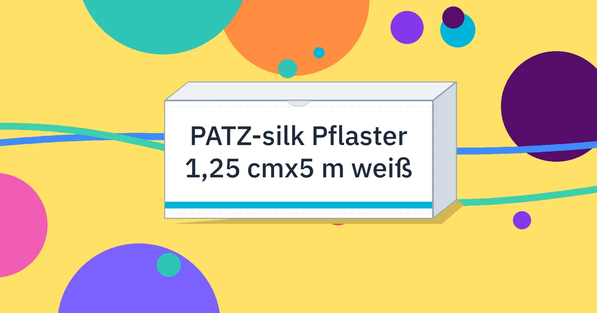 Symbolbild: Packung mit der Aufschrift PATZ-silk Pflaster 1,25 cmx5 m weiß (PZN 06813566) – Verfügbarkeit und Bezug in Apotheken in Frankfurt am Main
