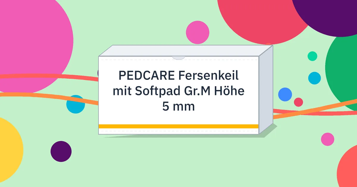 Symbolbild: Packung mit der Aufschrift PEDCARE Fersenkeil mit Softpad Gr.M Höhe 5 mm (PZN 13964219) – Verfügbarkeit und Bezug in Apotheken in Frankfurt am Main