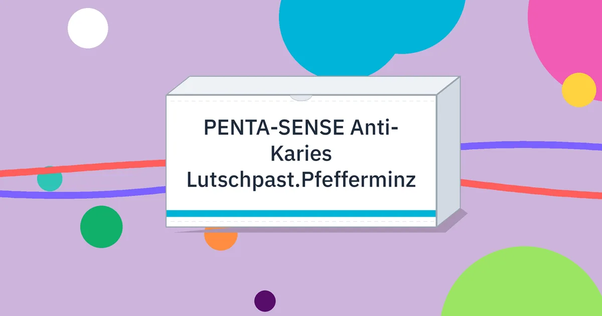 Symbolbild: Packung mit der Aufschrift PENTA-SENSE Anti-Karies Lutschpast.Pfefferminz (PZN 17872276) – Verfügbarkeit und Bezug in Apotheken in Frankfurt am Main