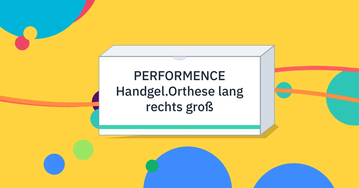 Symbolbild: Packung mit der Aufschrift PERFORMENCE Handgel.Orthese lang rechts groß (PZN 06644069) – Verfügbarkeit und Bezug in Apotheken in Frankfurt am Main