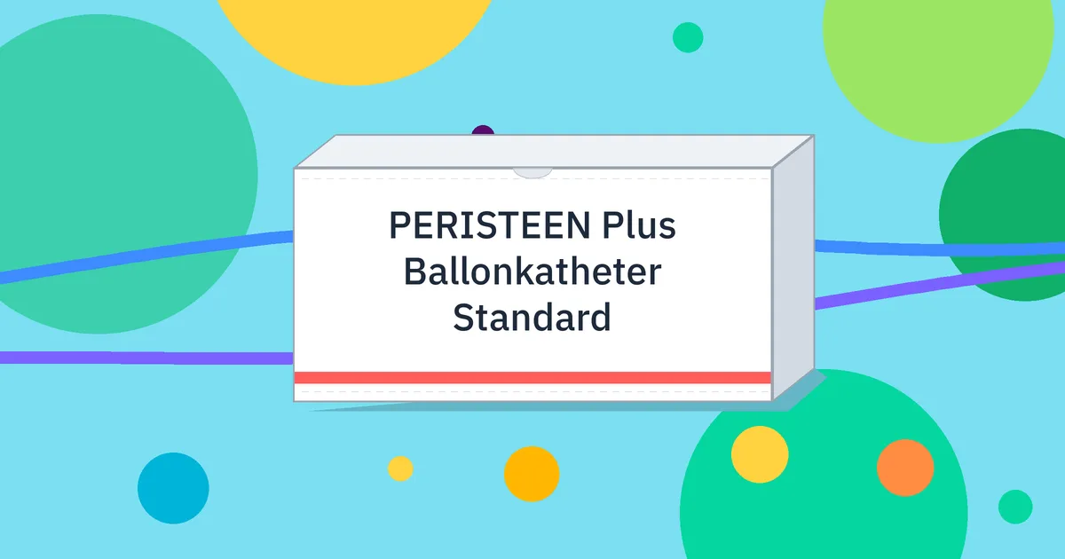 Symbolbild: Packung mit der Aufschrift PERISTEEN Plus Ballonkatheter Standard (PZN 18473325) – Verfügbarkeit und Bezug in Apotheken in Frankfurt am Main