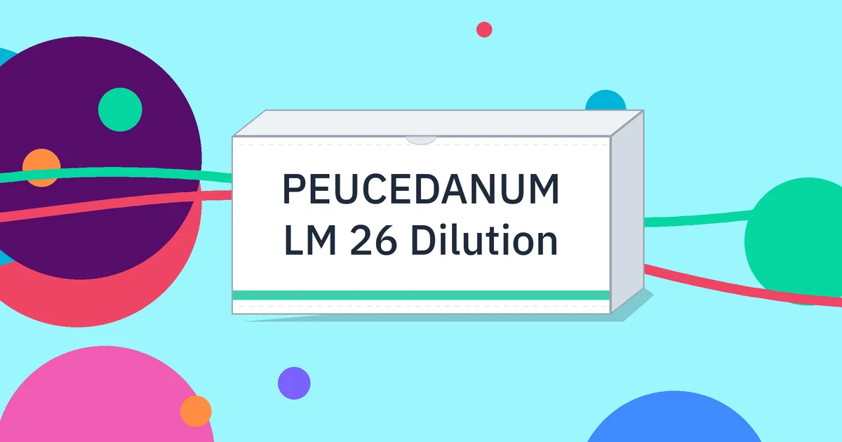 Symbolbild: Packung mit der Aufschrift PEUCEDANUM LM 26 Dilution (PZN 13636656) – Verfügbarkeit und Bezug in Apotheken in Frankfurt am Main