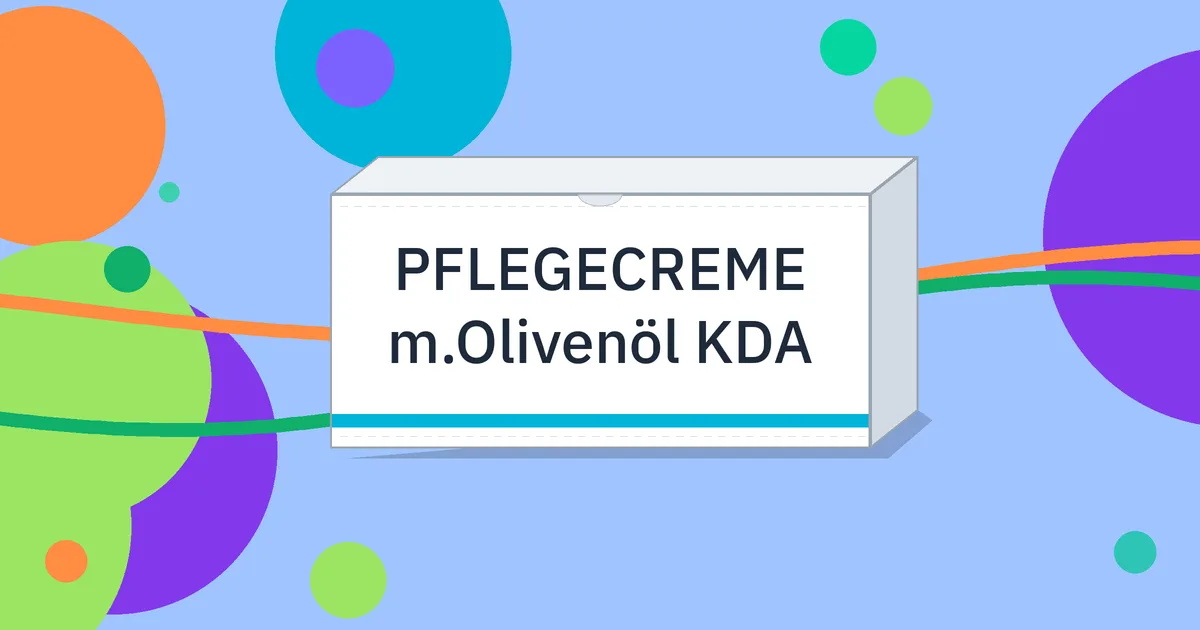 Symbolbild: Packung mit der Aufschrift PFLEGECREME m.Olivenöl KDA (PZN 15246942) – Verfügbarkeit und Bezug in Apotheken in Frankfurt am Main