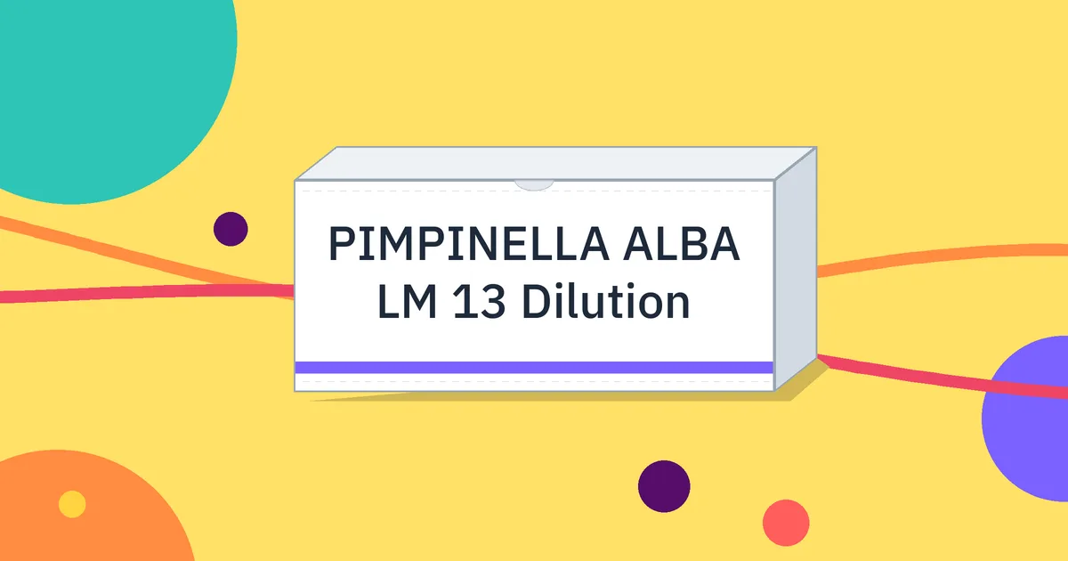 Symbolbild: Packung mit der Aufschrift PIMPINELLA ALBA LM 13 Dilution (PZN 13643900) – Verfügbarkeit und Bezug in Apotheken in Frankfurt am Main