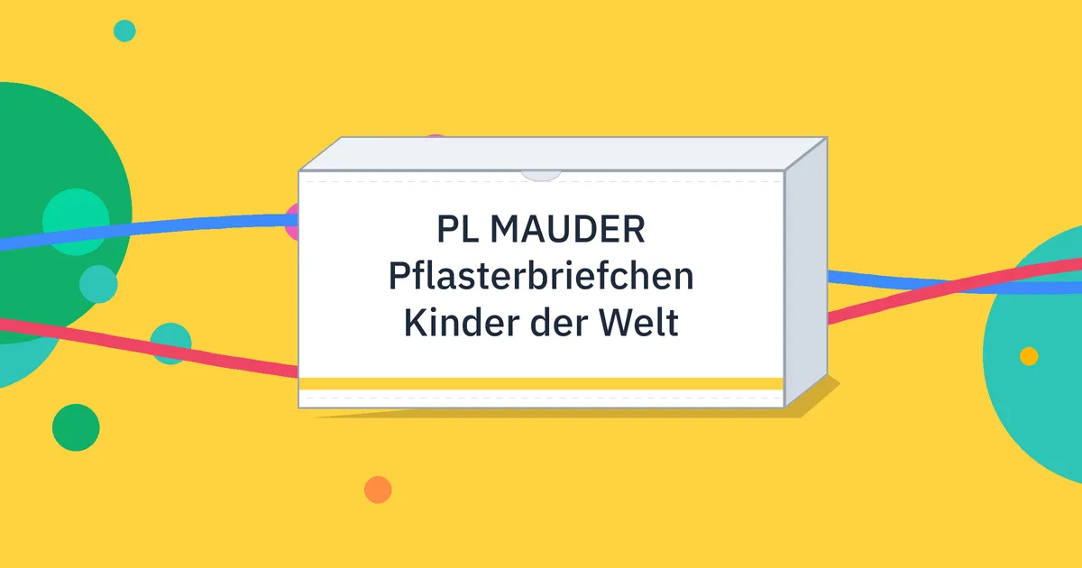 Symbolbild: Packung mit der Aufschrift PL MAUDER Pflasterbriefchen Kinder der Welt (PZN 19435309) – Verfügbarkeit und Bezug in Apotheken in Frankfurt am Main
