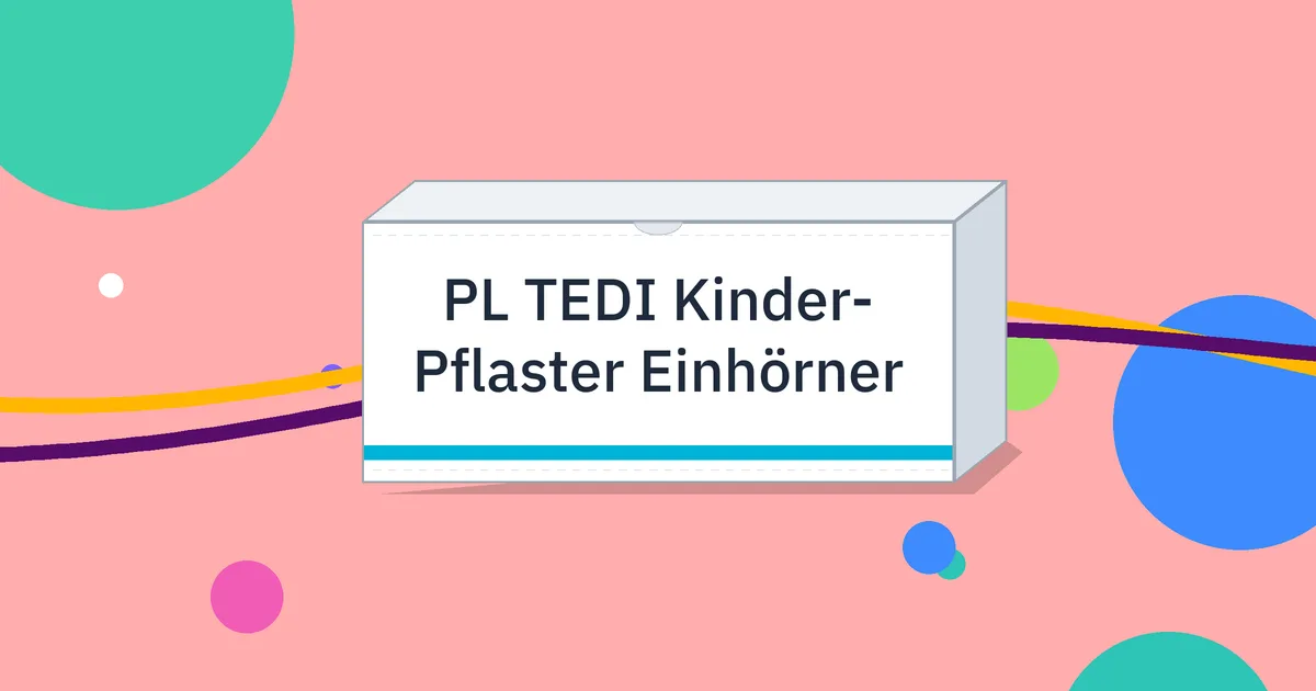 Symbolbild: Packung mit der Aufschrift PL TEDI Kinder-Pflaster Einhörner (PZN 19883640) – Verfügbarkeit und Bezug in Apotheken in Frankfurt am Main