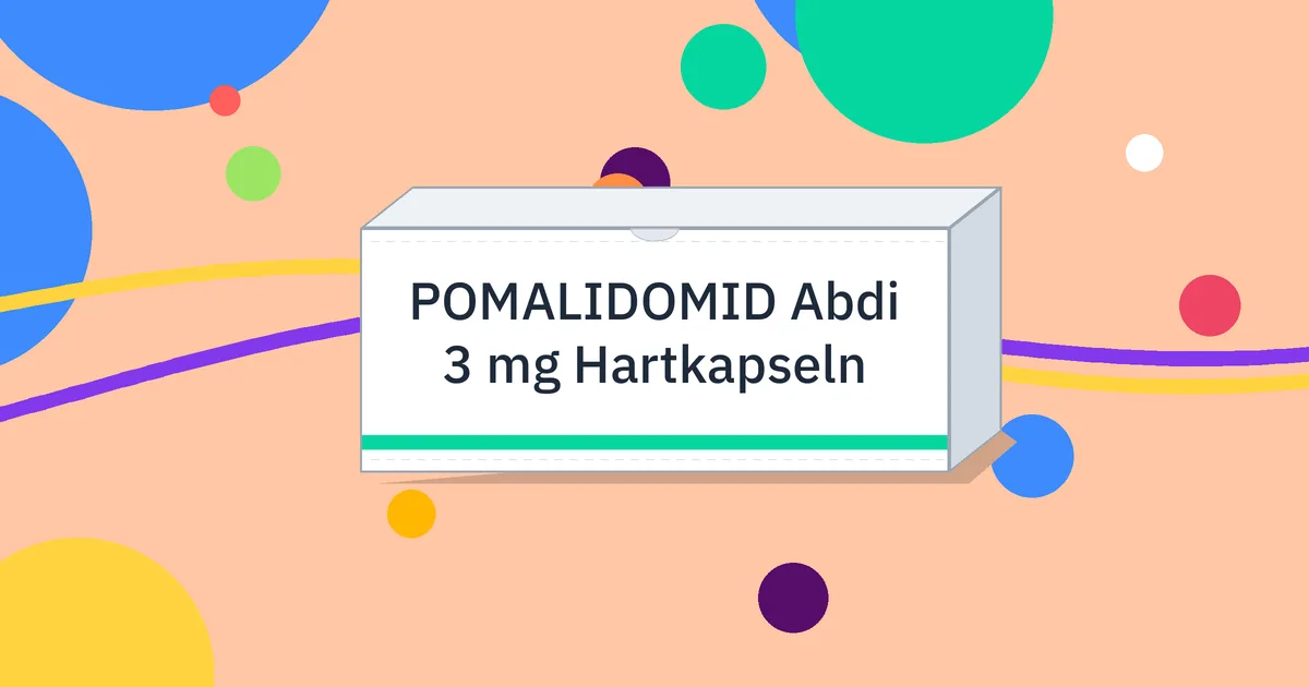 Symbolbild: Packung mit der Aufschrift POMALIDOMID Abdi 3 mg Hartkapseln (PZN 20186030) – Verfügbarkeit und Bezug in Apotheken in Frankfurt am Main