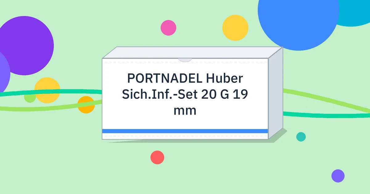 Symbolbild: Packung mit der Aufschrift PORTNADEL Huber Sich.Inf.-Set 20 G 19 mm (PZN 16037293) – Verfügbarkeit und Bezug in Apotheken in Frankfurt am Main