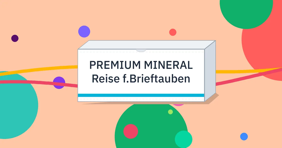 Symbolbild: Packung mit der Aufschrift PREMIUM MINERAL Reise f.Brieftauben (PZN 00112472) – Verfügbarkeit und Bezug in Apotheken in Frankfurt am Main