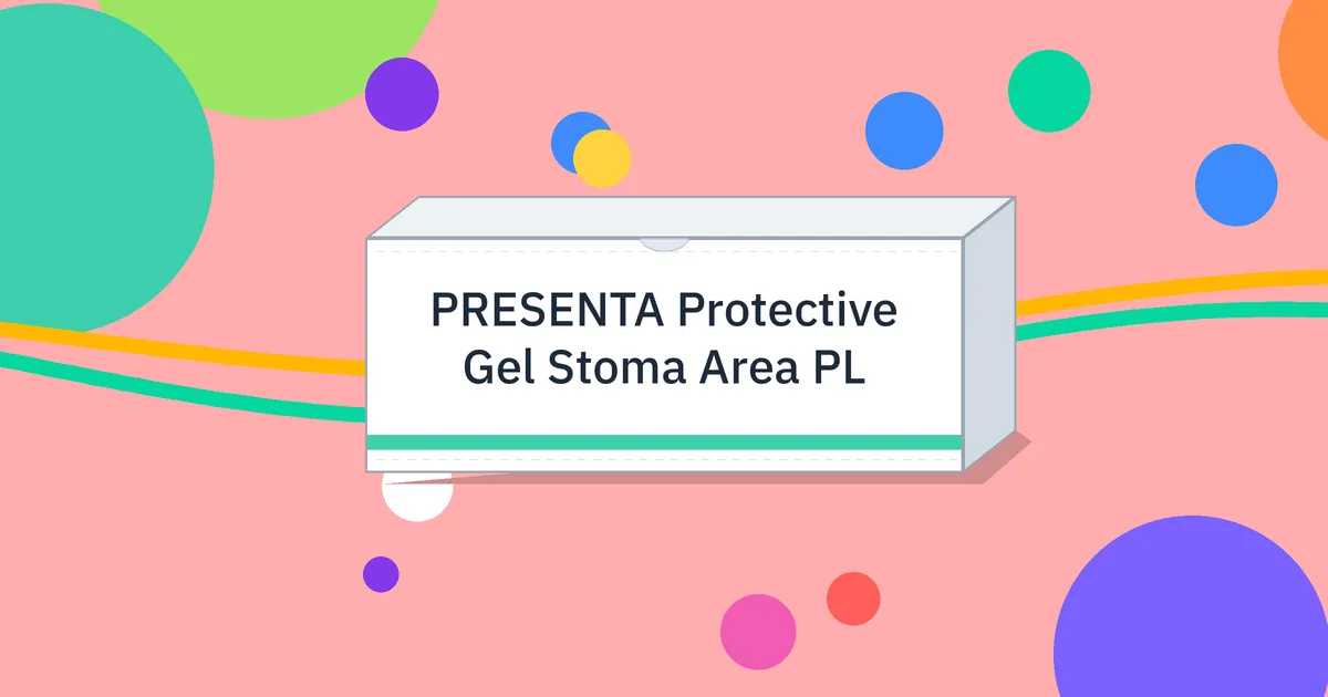 Symbolbild: Packung mit der Aufschrift PRESENTA Protective Gel Stoma Area PL (PZN 18105685) – Verfügbarkeit und Bezug in Apotheken in Frankfurt am Main