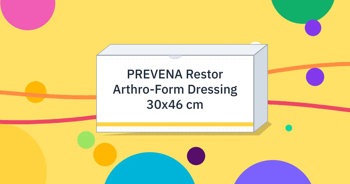 Symbolbild: Packung mit der Aufschrift PREVENA Restor Arthro-Form Dressing 30x46 cm (PZN 17996676) – Verfügbarkeit und Bezug in Apotheken in Frankfurt am Main